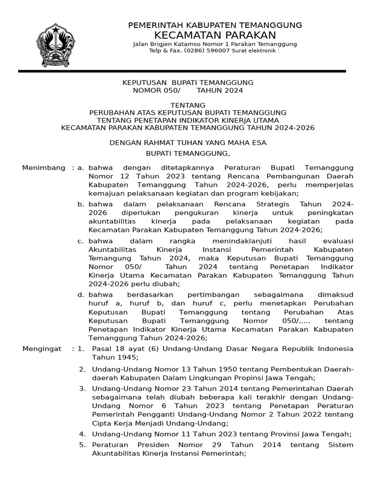 Perubahan IKU 2024-2026 Kec Parakan | PDF