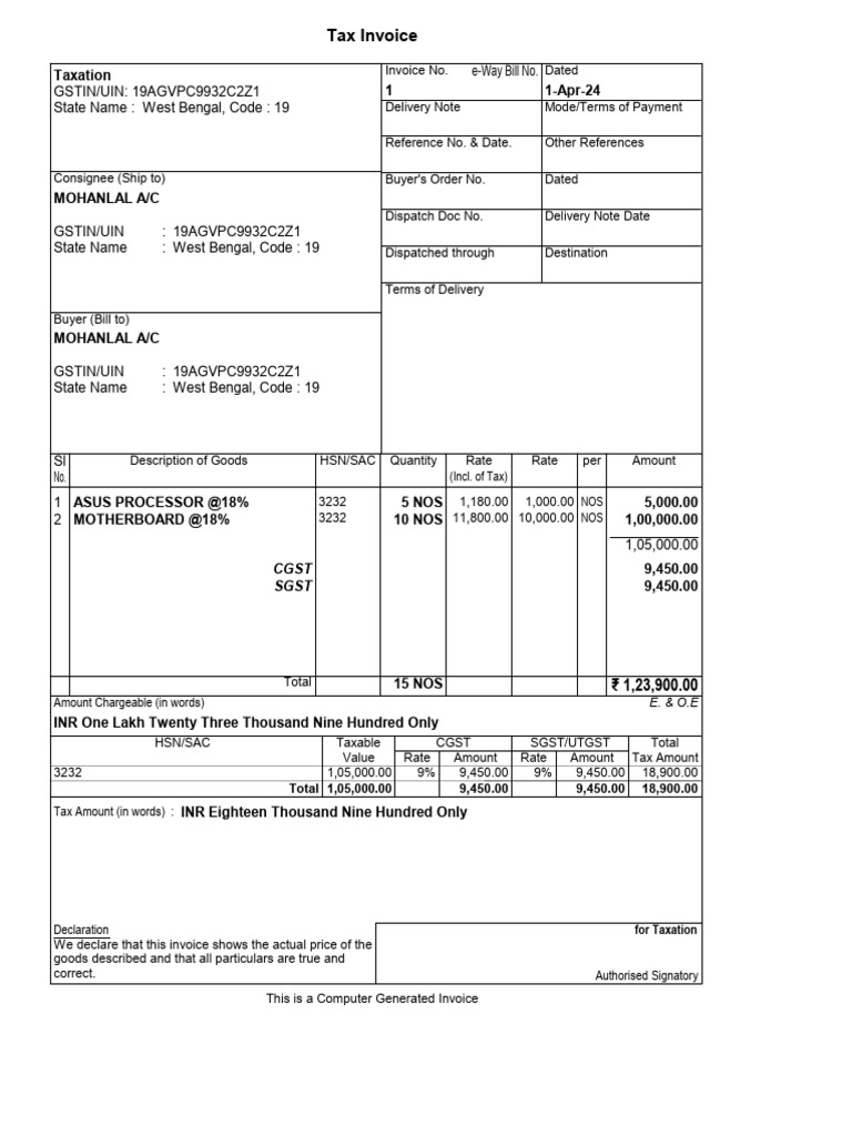 TAX DETAILS | PDF | Taxes | Invoice
