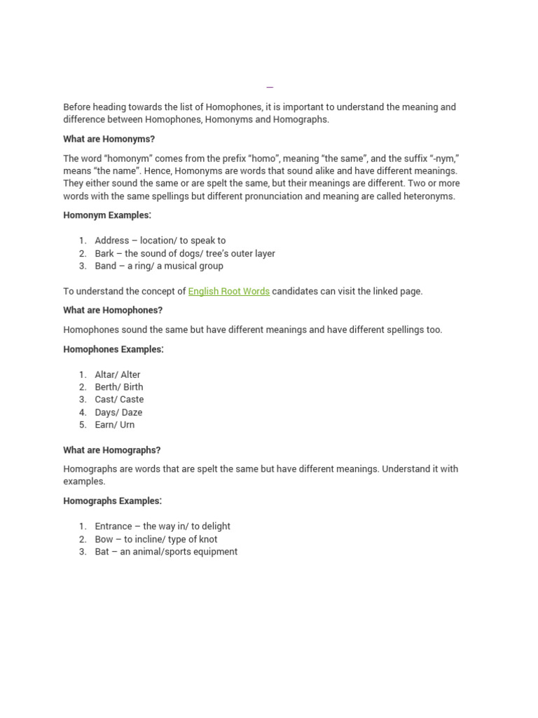 List of Homonyms & Homophones | PDF | Lexical Semantics | Lexicology