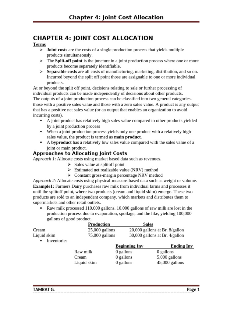 Chapter 4, Joint Cost Allocation | PDF | Gross Margin | Business Economics