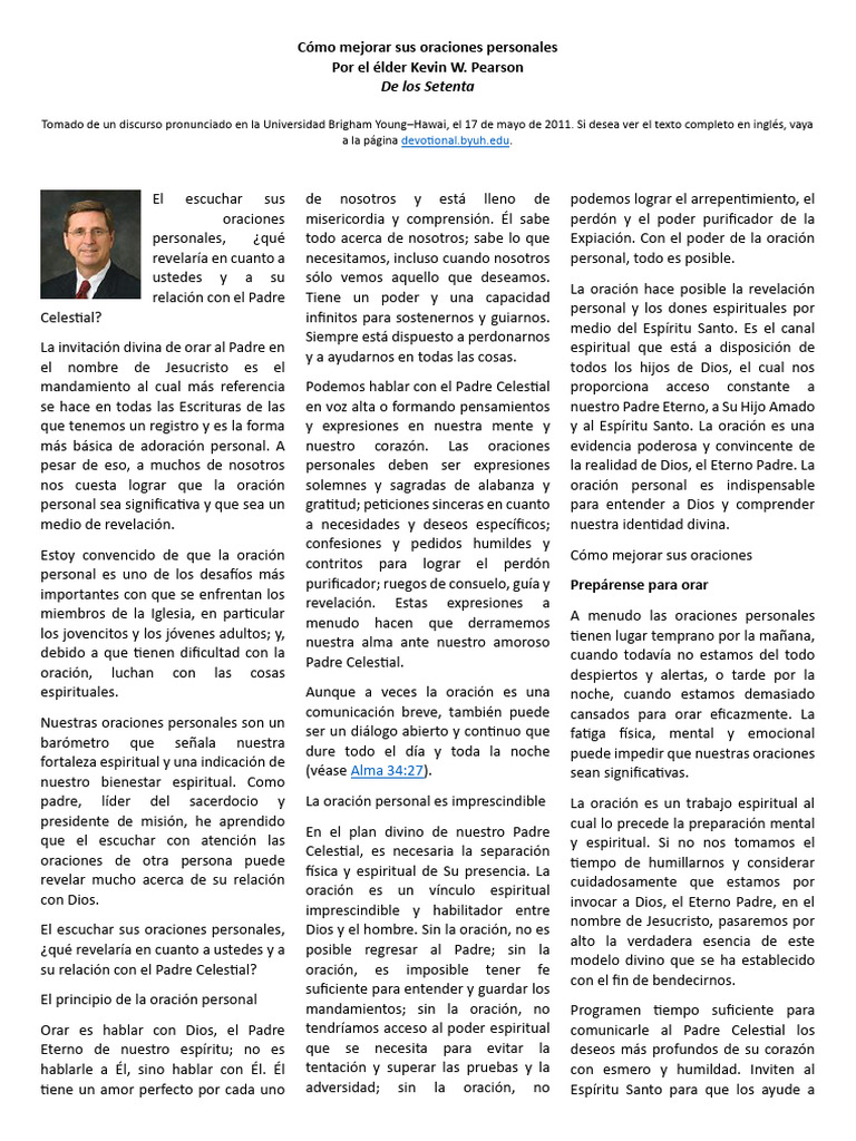 Cómo Mejorar Sus Oraciones - Kevin W. Pearson | PDF | Oración | Dios el ...