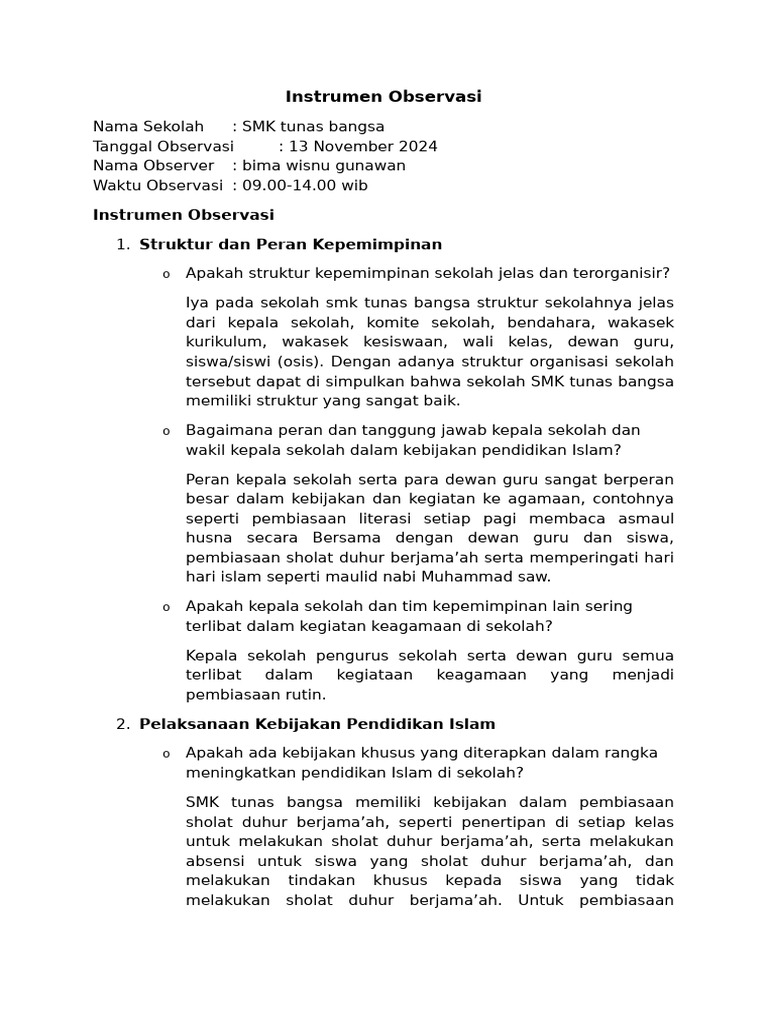 BIMA WISNU GUNAWAN OBSERVASI | PDF