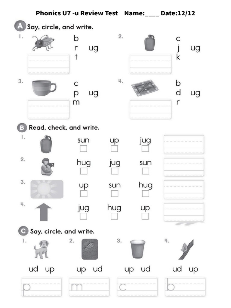 Phonics 2 Test U7 | PDF
