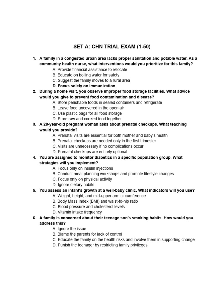 SET A TRIAL EXAM - CHN | PDF | Hypertension | Mental Health