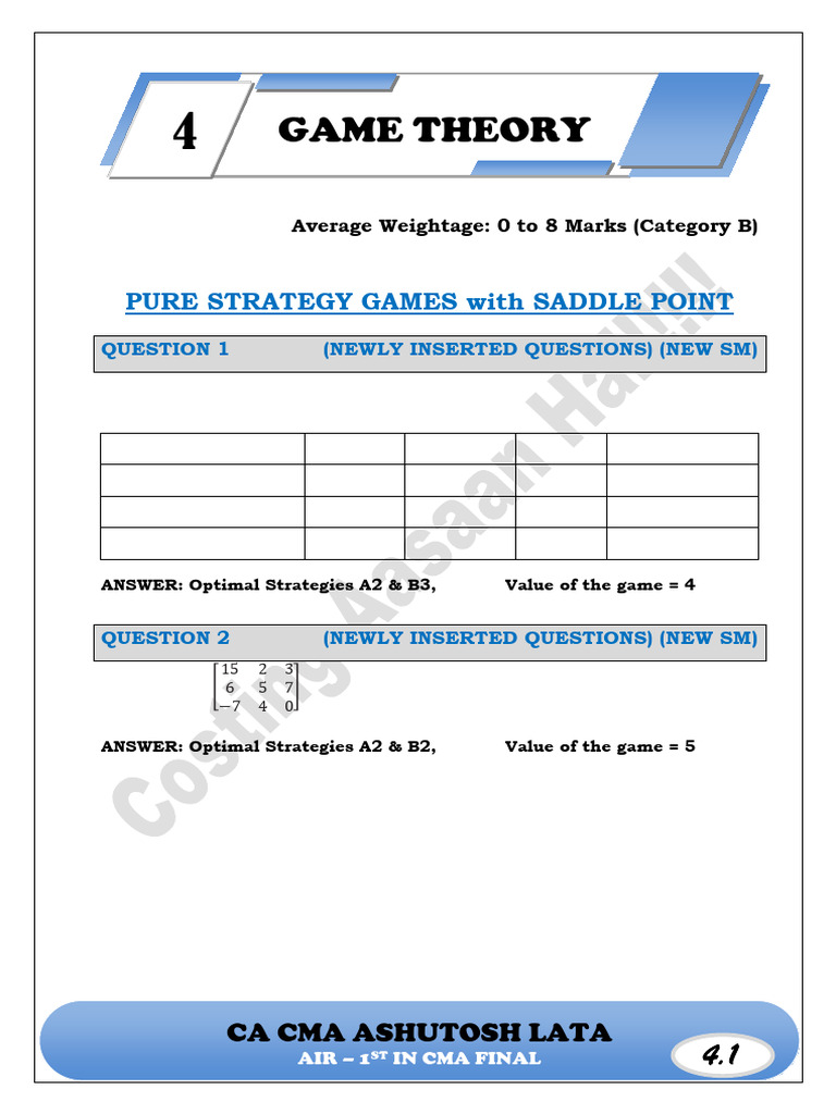 4A. GAME THEORY | PDF