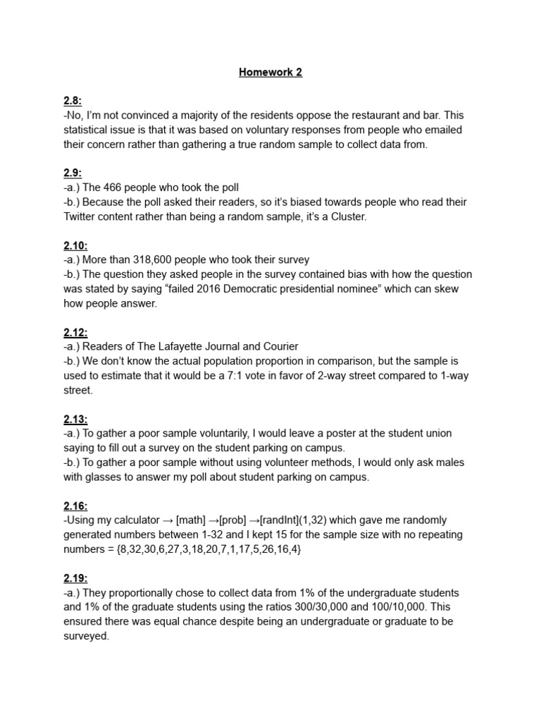 HW 2-STATS | PDF | Sampling (Statistics) | Probability And Statistics