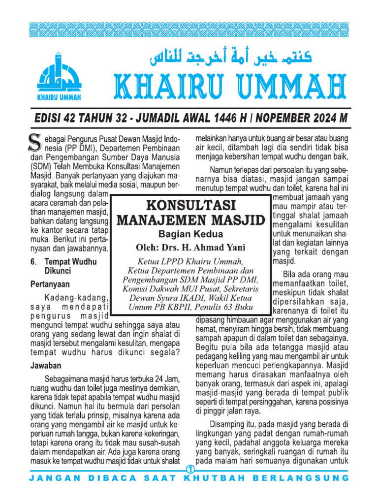 Buletin 42. Konsultasi Manajemen Masjid | PDF