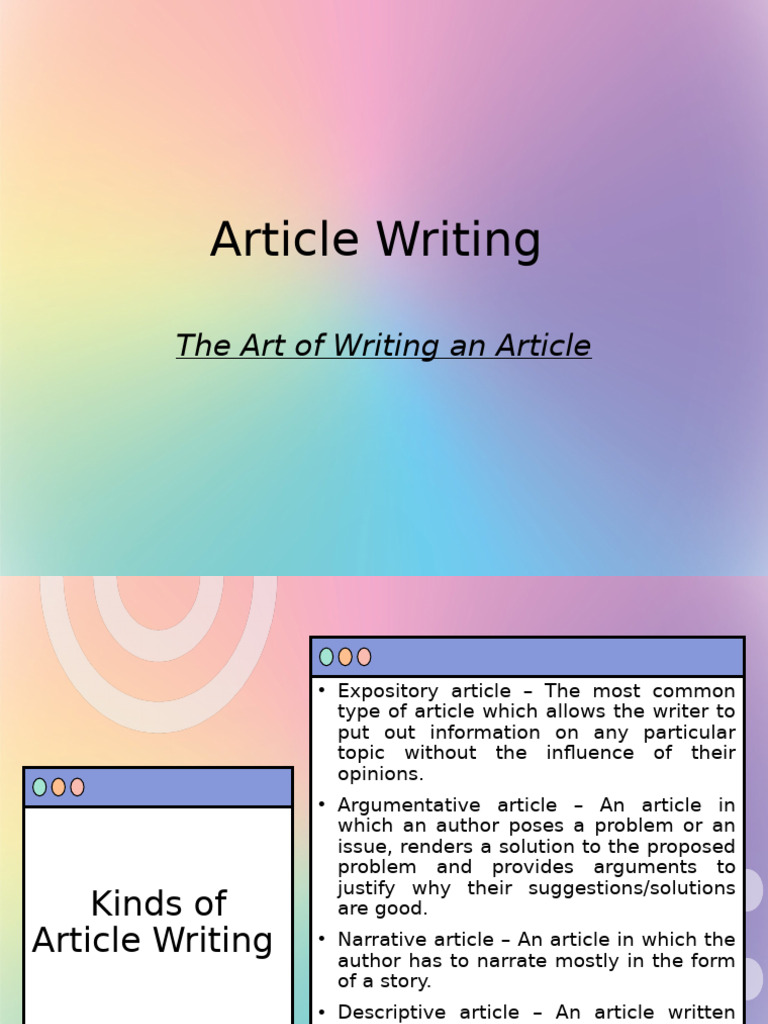 Types and Tips for Article Writing | PDF | Human Communication