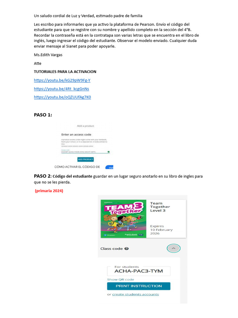 4BActivacion Plataforma Pearson | PDF