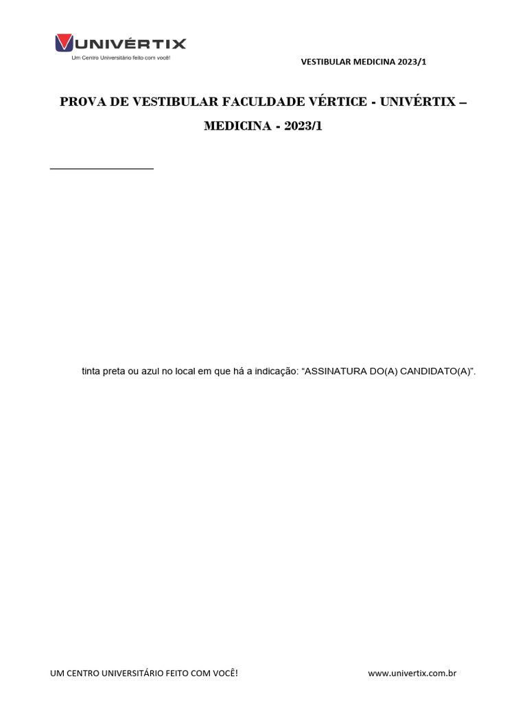 Prova Vestibular Medicina 2023 | PDF | Desperdício | Tempo