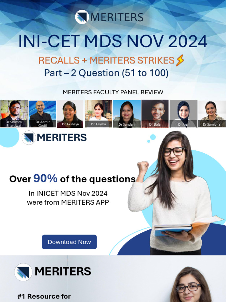 INICET Nov 2024 Recall (51-100 Questions) - MERITERS Strikes | PDF ...