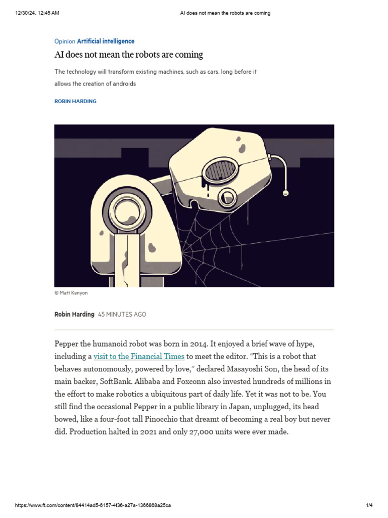 AI Does Not Mean The Robots Are Coming | PDF | Robot | Robotics