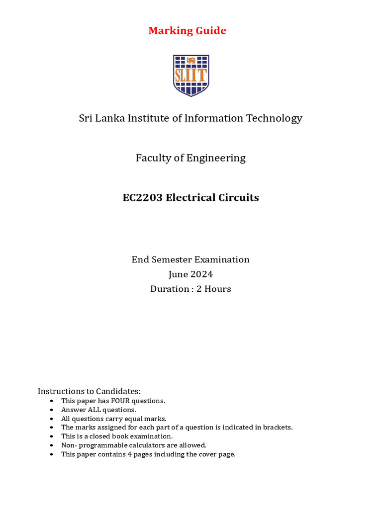 EC2203 Electrical Circuits Exam Guide | PDF