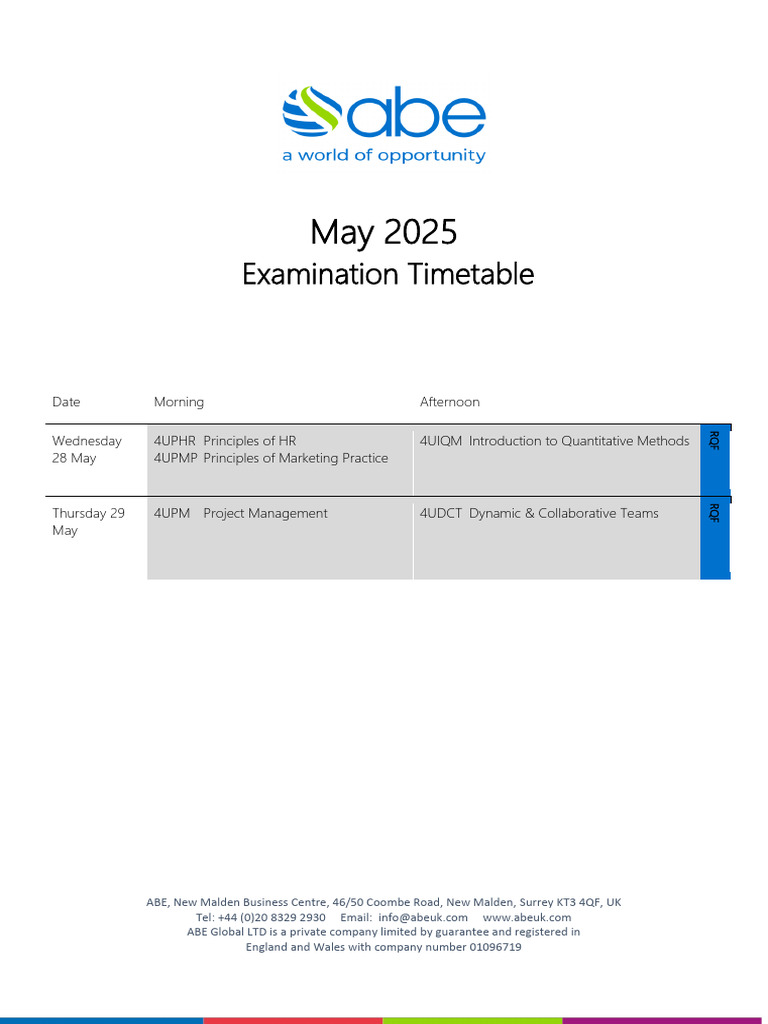 May 25 Timetable | PDF