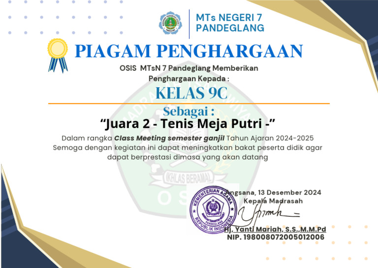 Biru Oranye Kreatif Piagam Penghargaan Sertifikat | PDF