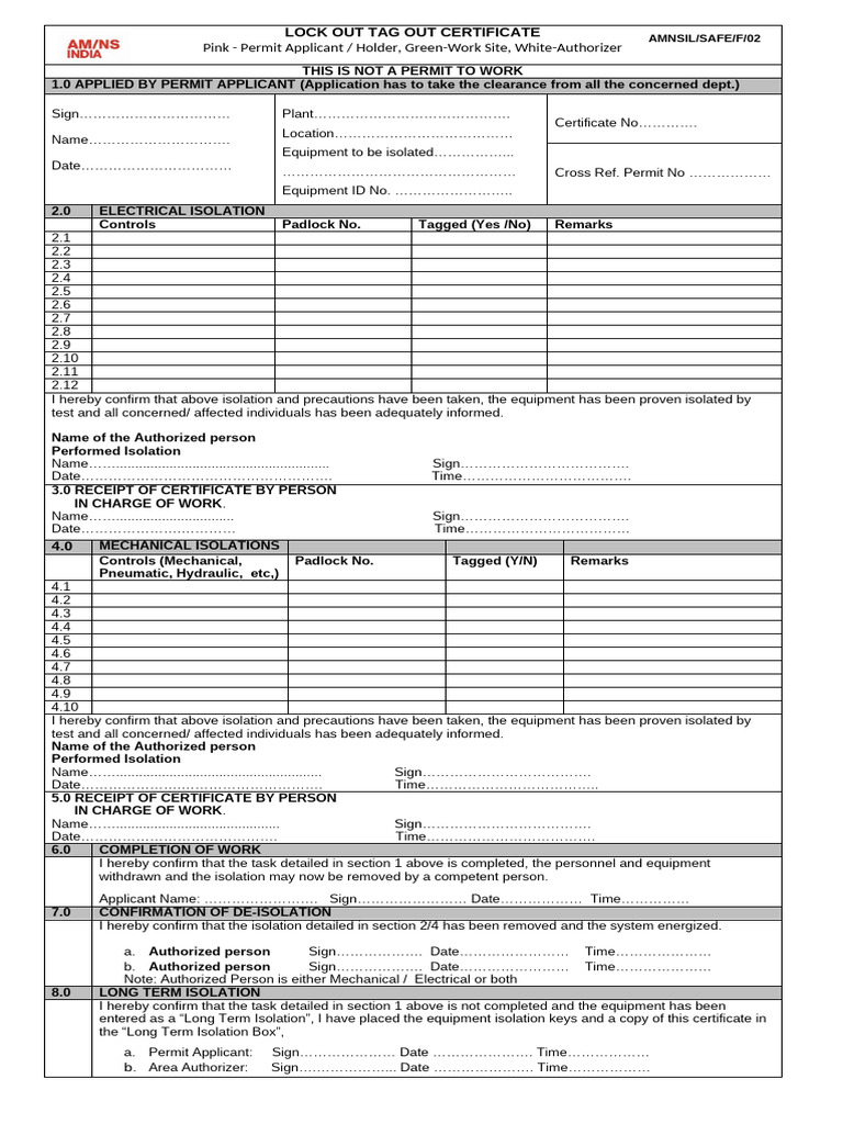 2. LOTO Certificate | PDF