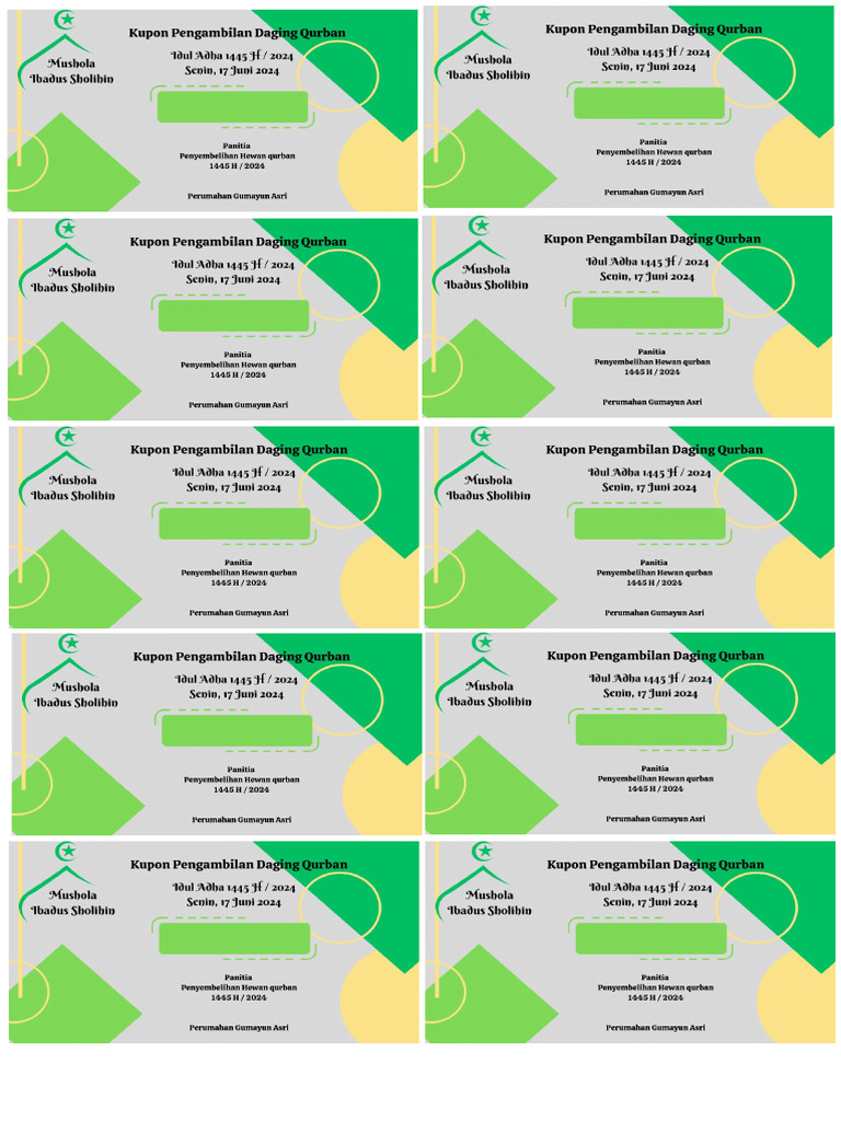 KUPON QURBAN PERUM 2024 | PDF