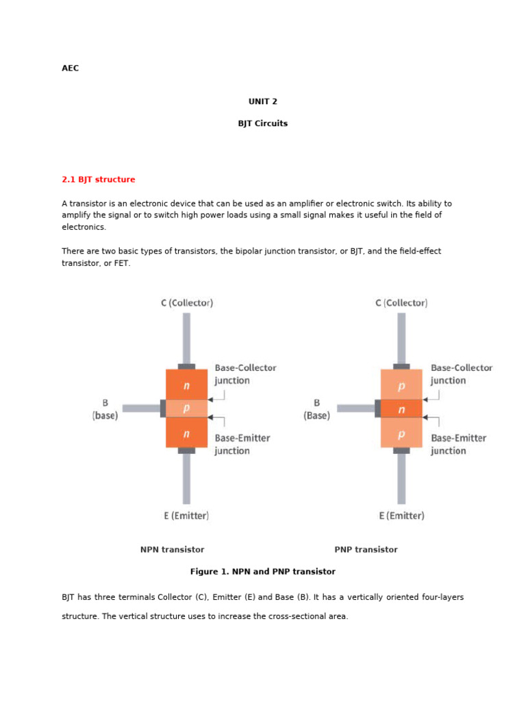AEC 1 | PDF | Bipolar Junction Transistor | Amplifier