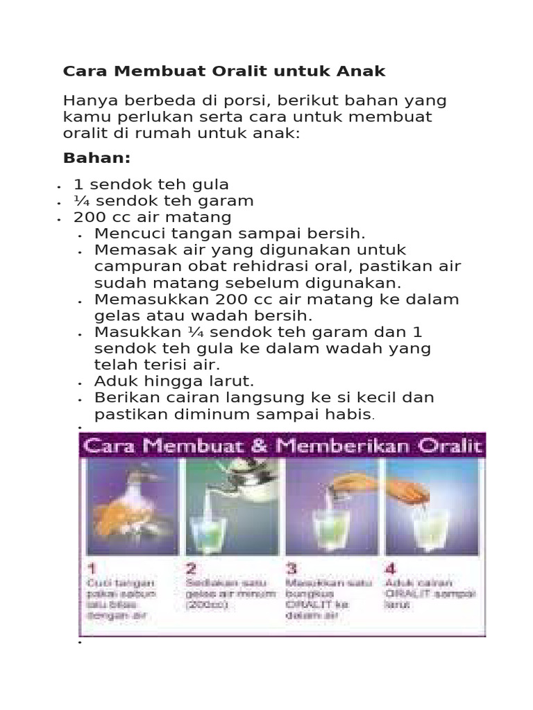 Cara Membuat Oralit Untuk Anak | PDF