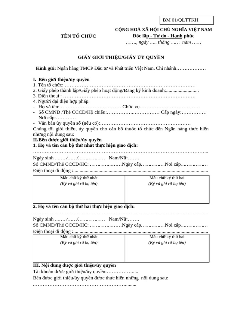 3. Giay gioi thieu - uy quyen | PDF