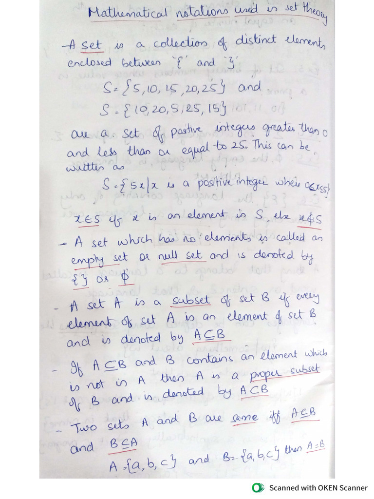 Set Theory Notations | PDF