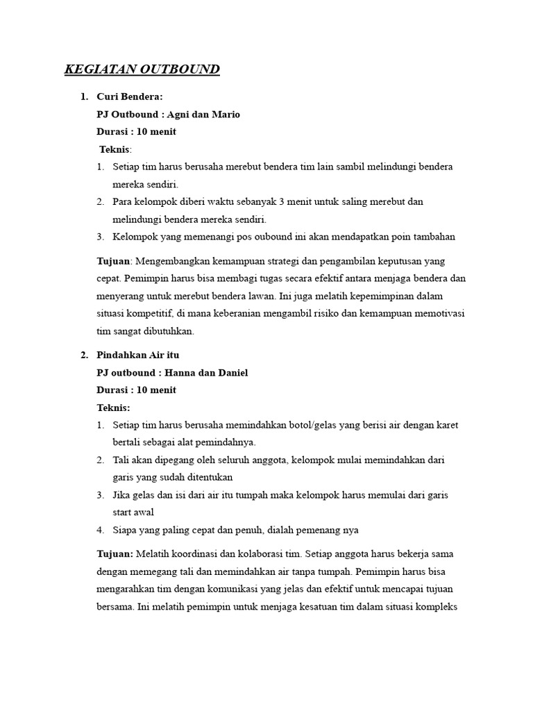 Outbound Dan Wisata Malam Ldko 2024 | PDF