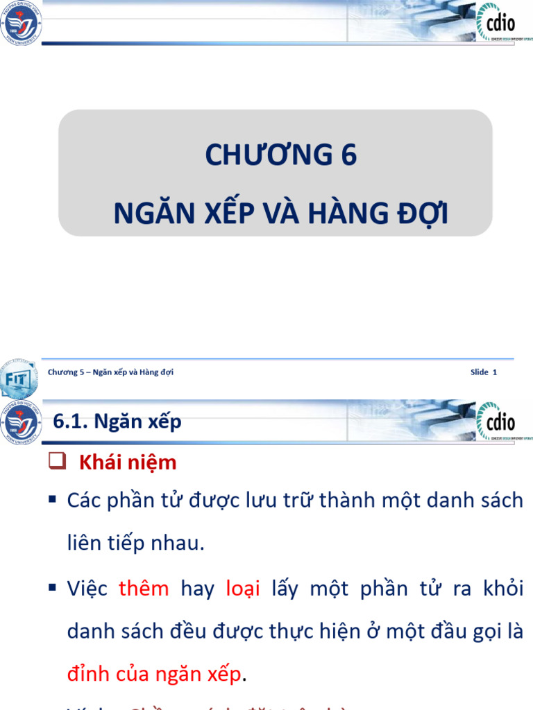 CHƯƠNG 5-NGĂN XẾP VÀ HÀNG ĐỢI - CTDL & GT - DHV | PDF