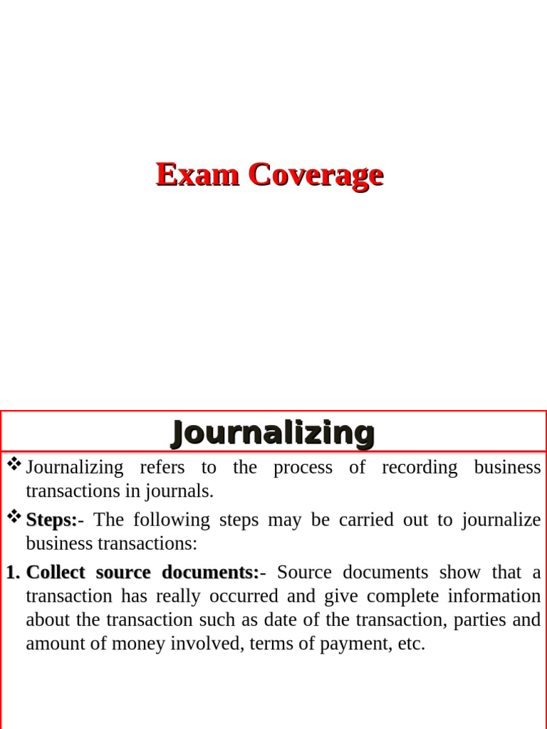 Exam Coverage | PDF | Debits And Credits | Deferral