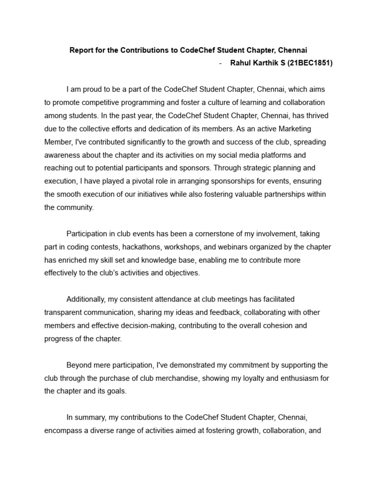 21BEC1851 - Rahul Karthik S - Codechef Report | PDF