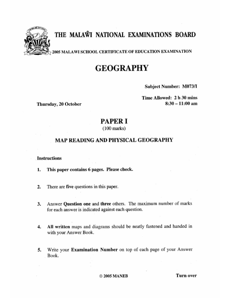 2005-Geography P1 | PDF