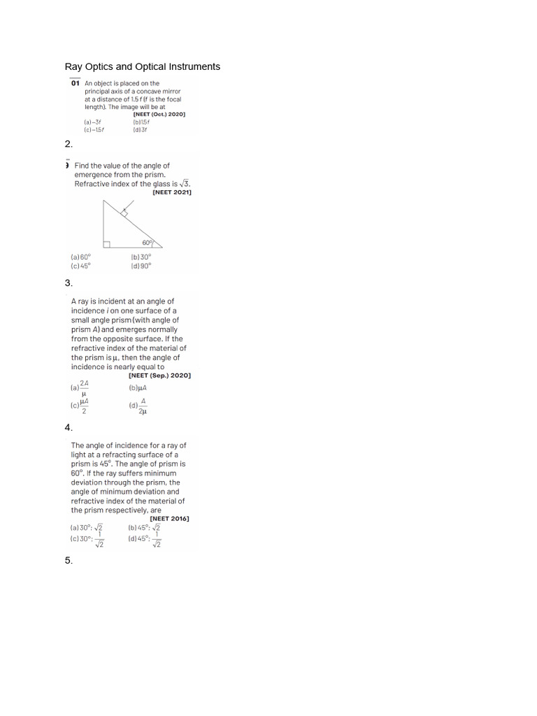 Ray Optics and Telescope Calculations | PDF