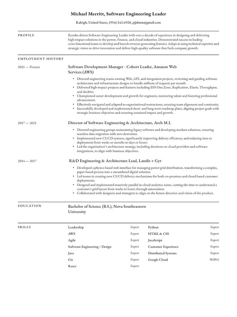 Michael Merritt - Software Engineering Leader | PDF | Cloud Computing ...