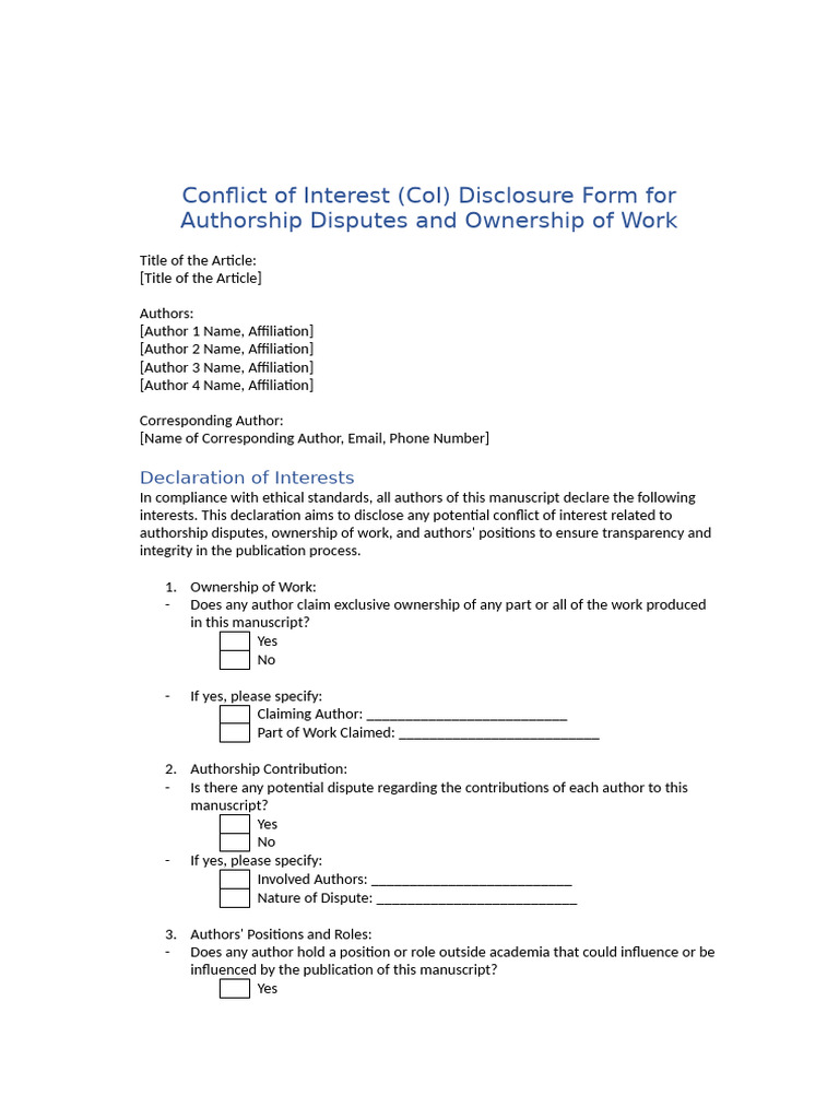 EDUKASI - (ENG) Conflict of Interest (CoI) Disclosure Form For ...