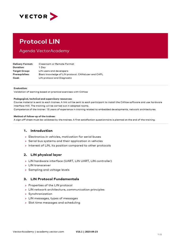 Protocol Lin: Agenda Vectoracademy | PDF
