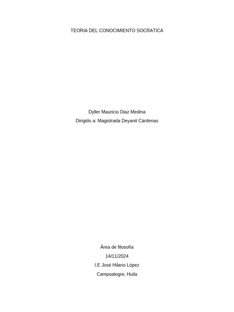Teoria Del Conocimiento Socratica V2 | PDF | Sócrates | Conocimiento