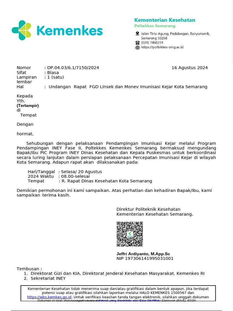 Surat Undangan MOnev FGD Linsek Smg 20 Agt | PDF