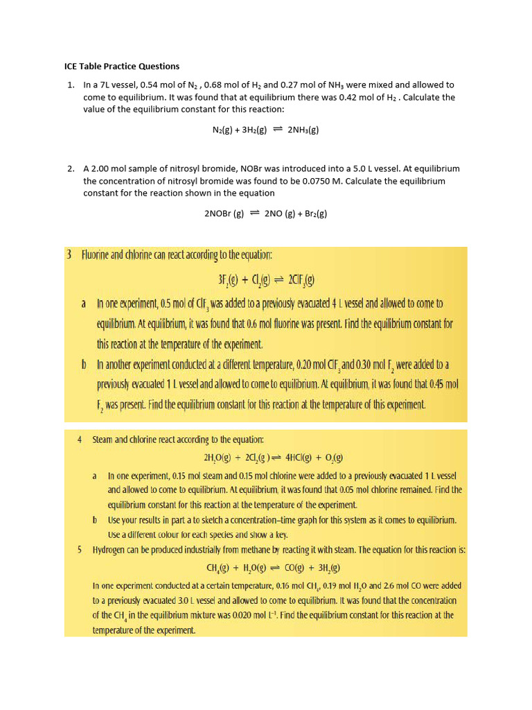 ICE Table Practice Questions | PDF