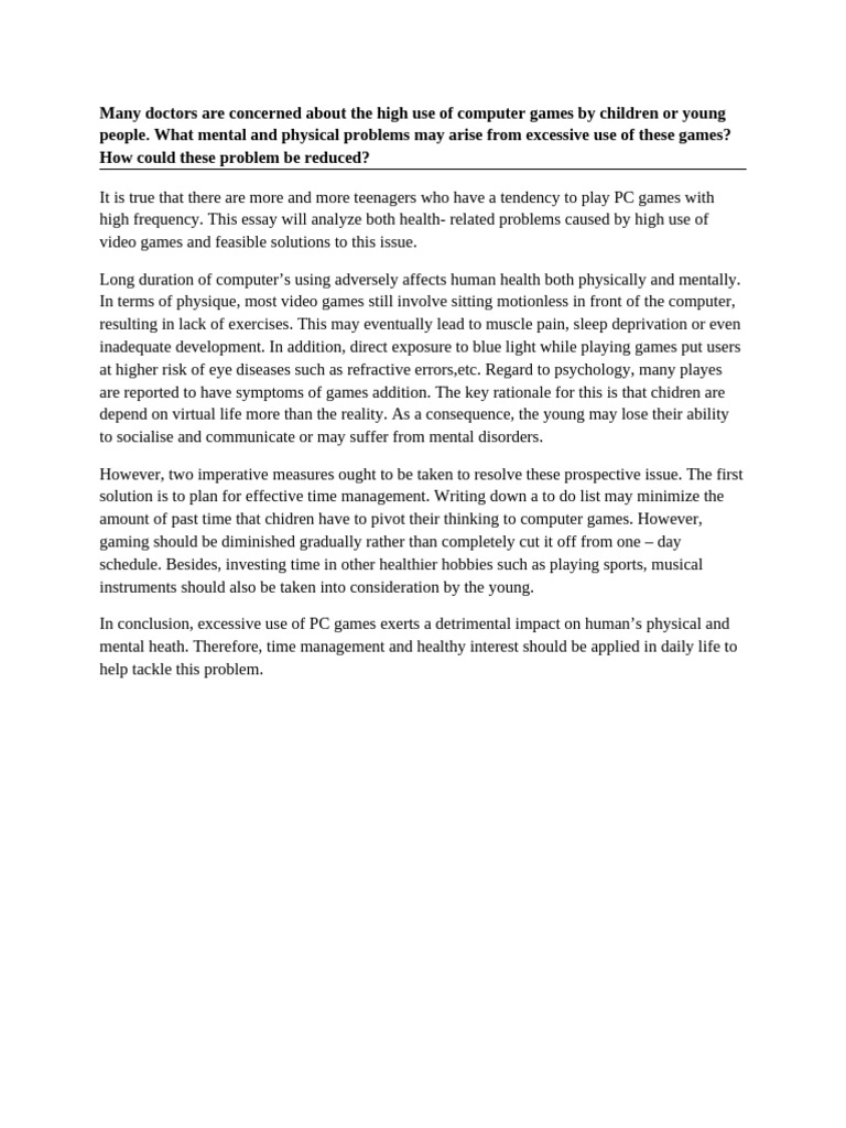 WT2. Pro&So - High Use of Computer Games | PDF