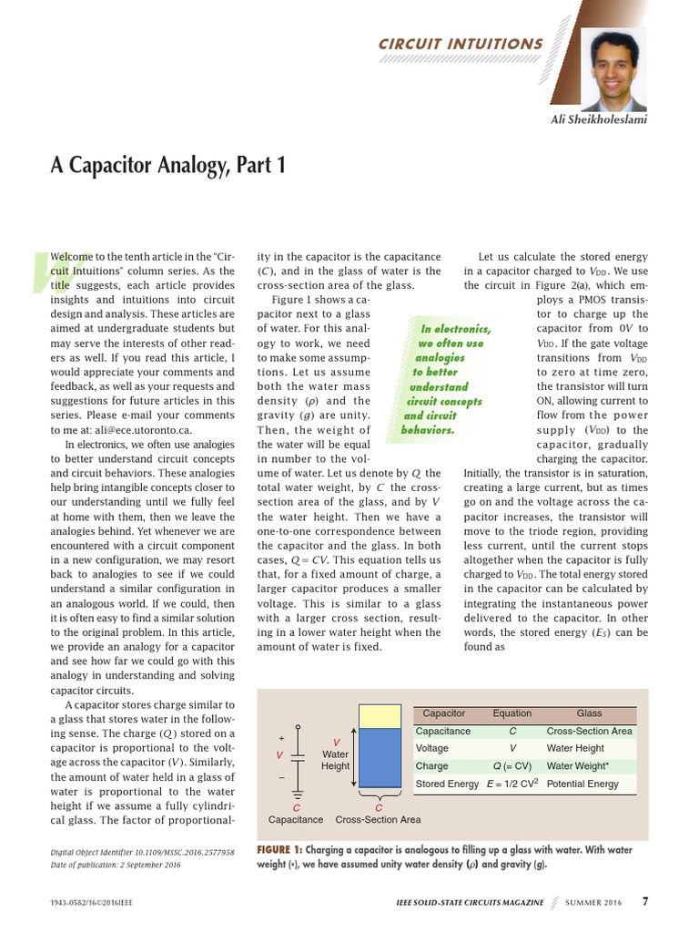 Capacitor Charging Analogy Explained | PDF | Capacitor | Electrical Network