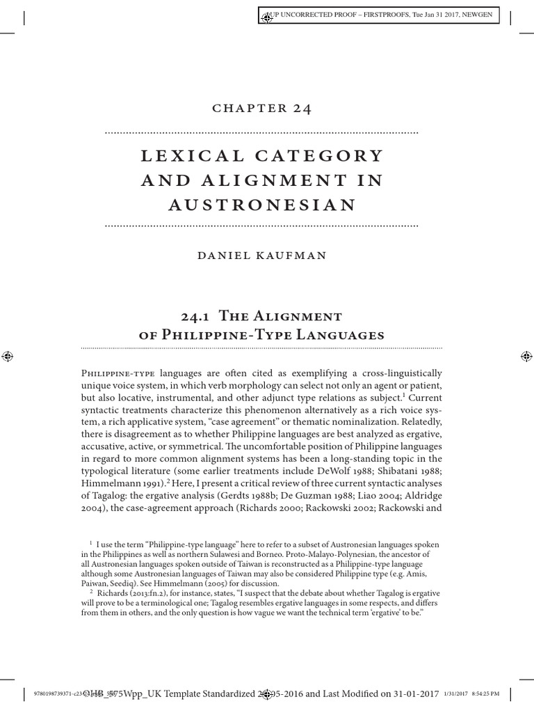 Lexical Category and Alignment in Austronesian Languages | PDF ...