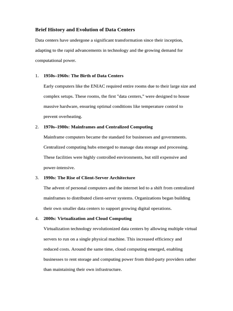 Evolution of Data Centers | PDF | Data Center | Cloud Computing