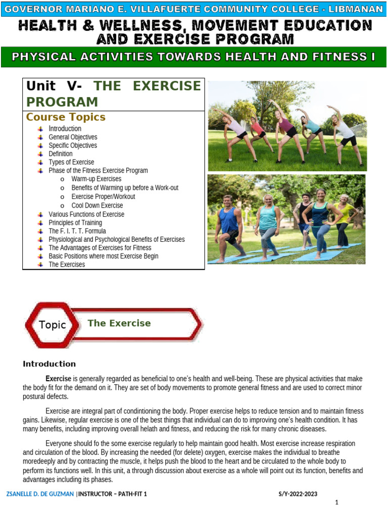 Exercise Program: Phases and Benefits | PDF | Physical Fitness ...