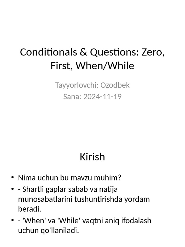 Conditionals Lesson Ozodbek-2 | PDF
