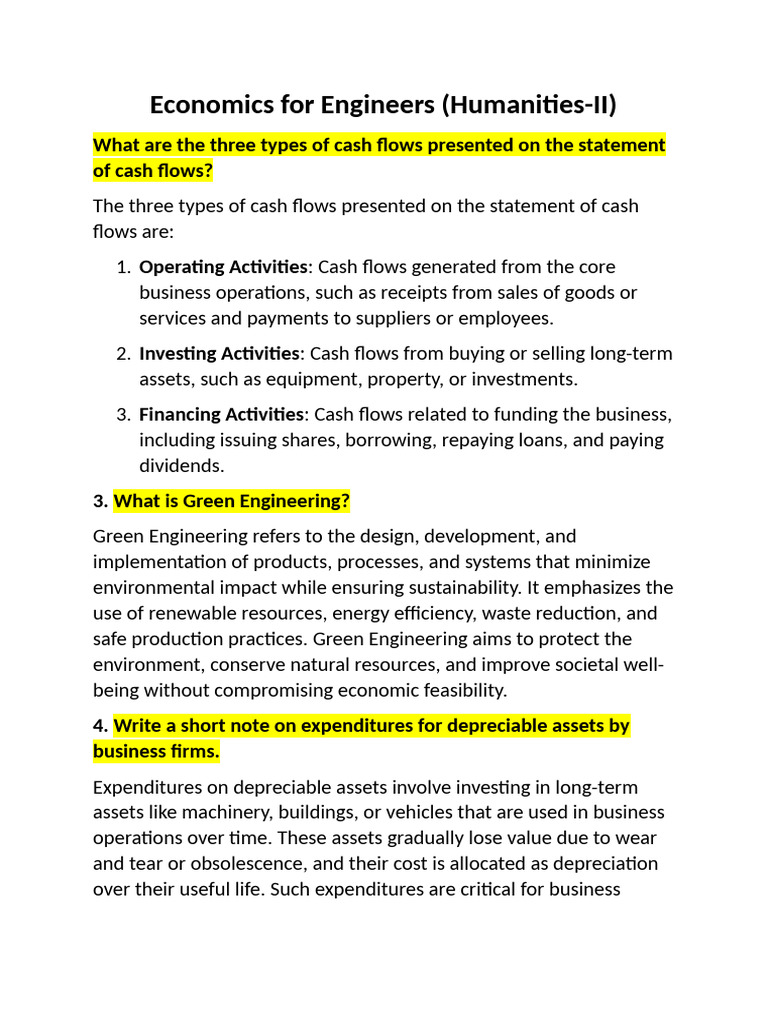 Cash Flows and Economic Concepts Explained | PDF | Cost Of Living | Net ...