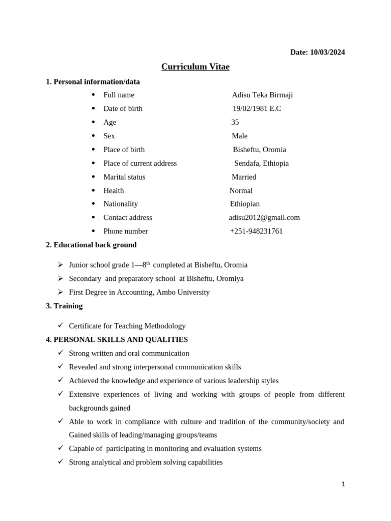 Adisu CV | PDF