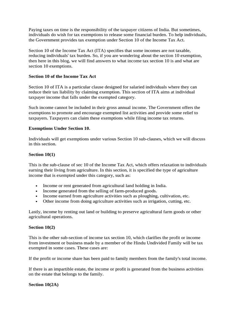Understanding Section 10 Tax Exemptions | PDF | Taxes | Tax Exemption