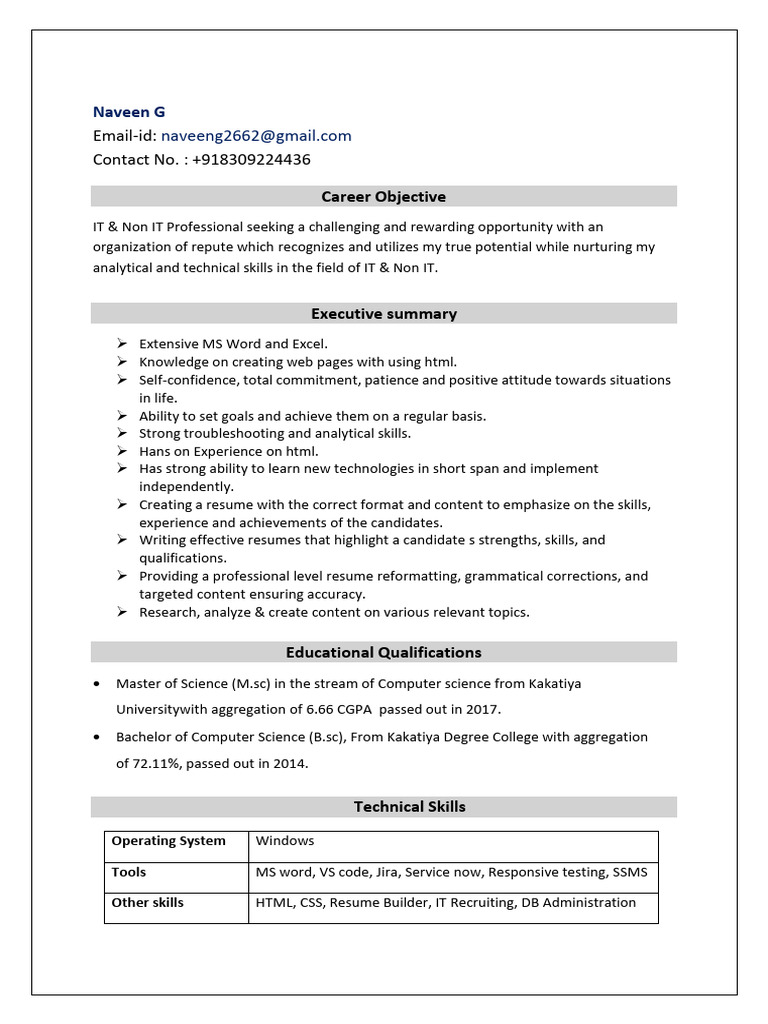 Naveen_Resume_ | PDF | Html | Cognition