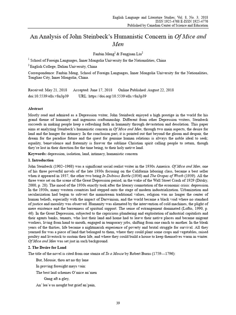 An_Analysis_of_John_Steinbecks_Humanistic_Concern | PDF