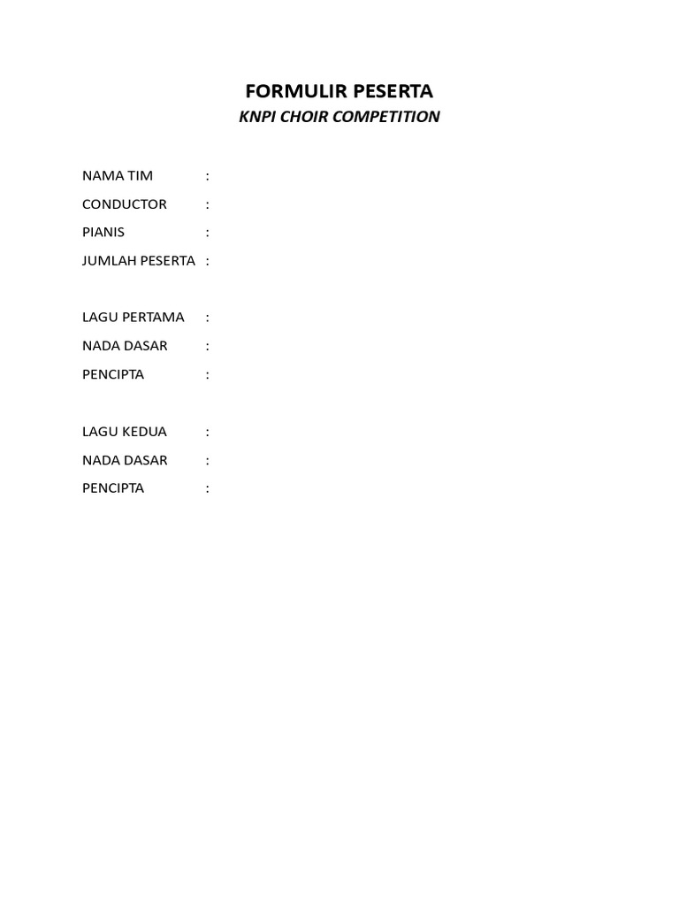 Formulir Peserta Lomba Paduan Suara | PDF