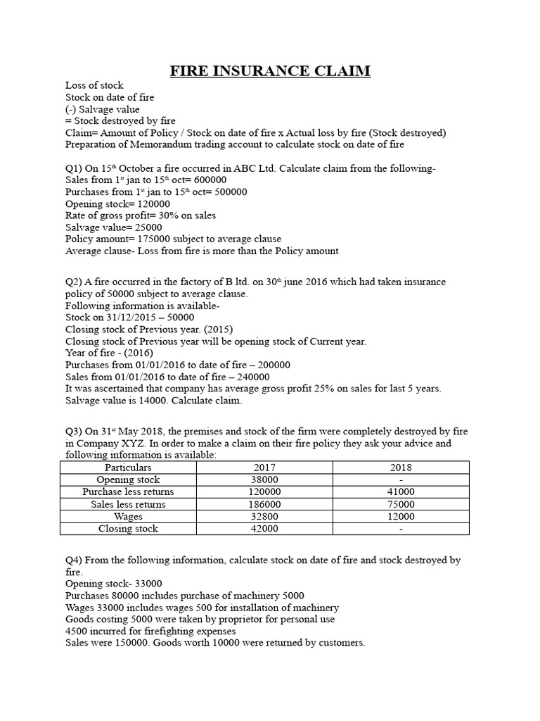 Unit 05 Fire Insurance Claim | PDF | Stocks | Economies